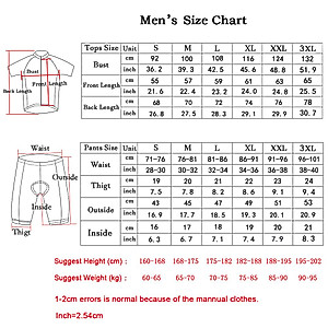 GCRFL Men's Cycling Jersey Set Road Bike Shorts Sleeves Jersey Zipper Pokcet Bib Shorts with Padded, Cycling Clothing kit Men (Navy, L)