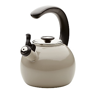 Circulon Enamel on Steel Whistling Teakettle/Teapot With Flip-Up Spout, 2 Quart - Gray