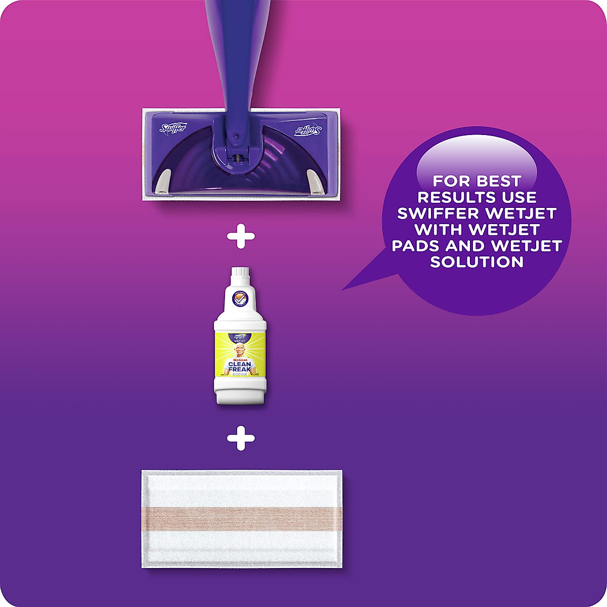 Swiffer Wetjet Hardwood Mopping Cleaning Solution Refills All Purpose Cleaning Product with The Power Mr. Clean 2Count 1.25 L Each, Lemon, 84.4 Fl Oz (Packaging May Vary)