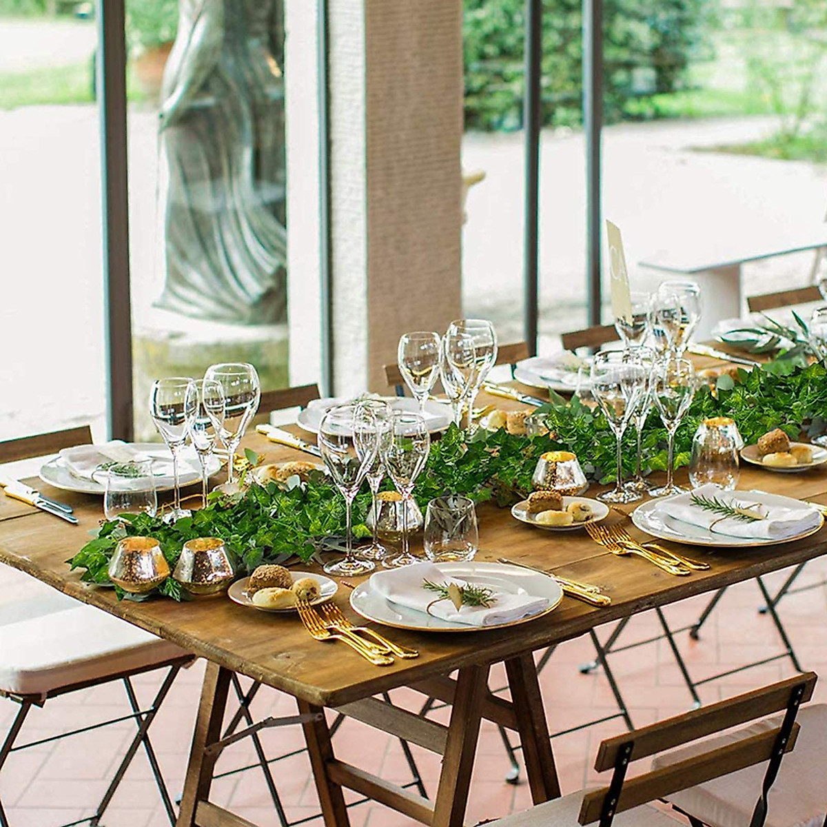 AlphaMeow 86 Ft 12 Strands Artificial Ivy Garland Fake Plants, Vine Hanging Garland, Hanging for Garden,Office, Wedding Wall Decor, Home Kitchen Indoor & Outdoor Decoration,Green