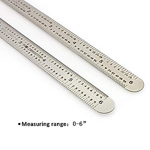 WeldingStop 6 in Machinist Ruler Scale 5R 10ths 1/100 1/32 1/64 Graduation Flexible Decimal Inch Steel Rule