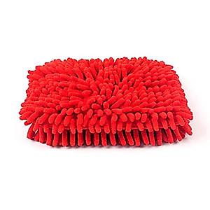 Maxshine Red Chenille Microfiber Wash Pad – Double Sided Long Super Soft Strands Makes Easy to Glide Over Any Car Surfaces, Windows, Mirrors, Great Washing Experience