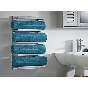 House & Homestyle Holder, Wall Mountable 5 Tier Hanging Towel Storage Rail/Rack for Bathroom, En Suite or Toilet, H 57cm x W 31cm x D 15cm, Chrome Silver