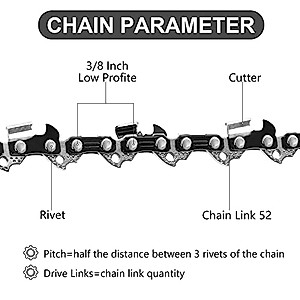 Loggers Art Gens 3 Pack 14 Inch Chainsaw Chains 3/8 LP .050" 52 Drive Links Fits Craftsman/Sears, Echo, McCulloch, Poulan, Homelite, Ryobi