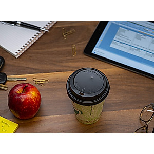 PaperMade Black Disposable Coffee Cup Lids (1000 Lids) - Resealable Dome Lids For Hot Or Cold Beverage Cups, 1 Case Fits Most 10 oz, 12oz, 16oz, 20oz Cups | Perfect For Travel, Coffee Shops & Take Out