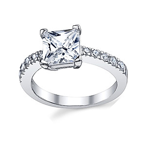 Bonndorf 1.25 Carat Princess Cut Cubic Zirconia CZ Sterling Silver 925 Engagement, Wedding Ring Size 5