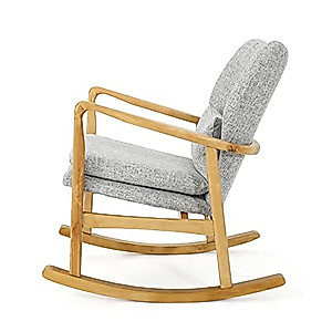 Christopher Knight Home Benny Mid-Century Modern Fabric Rocking Chair, Light Grey Tweed / Light Walnut