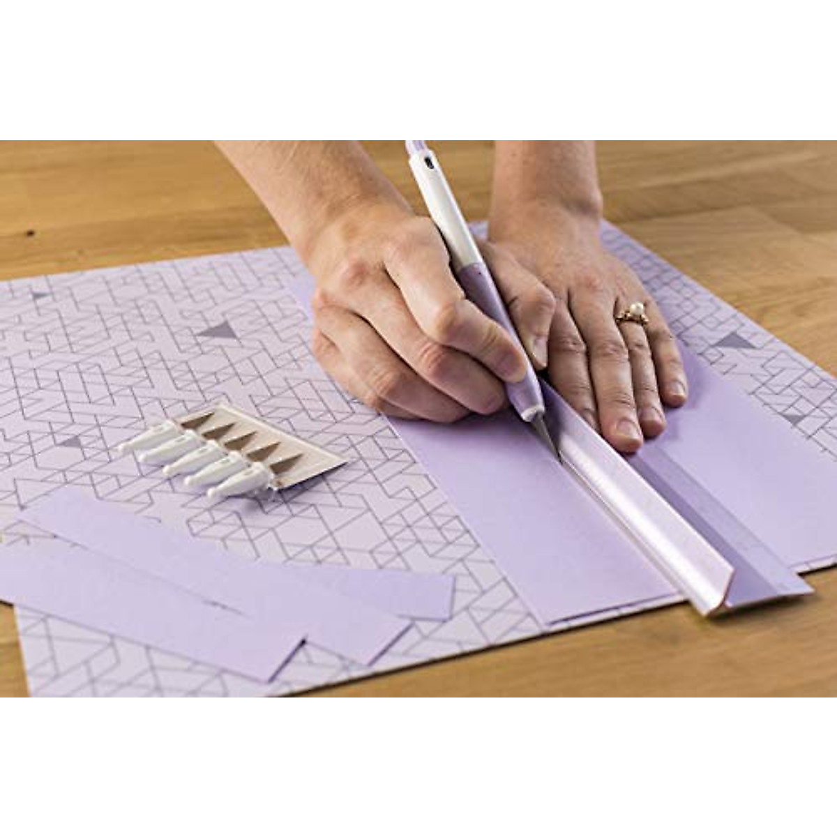 Cricut Metal Ruler - Safety Cutting Ruler for Use with Rotary Cutters, Cricut TrueControl knife, Xacto knife - Great For Quilting, Scrapbooking, Crafting and Paper Cutting - 18", [Lilac]