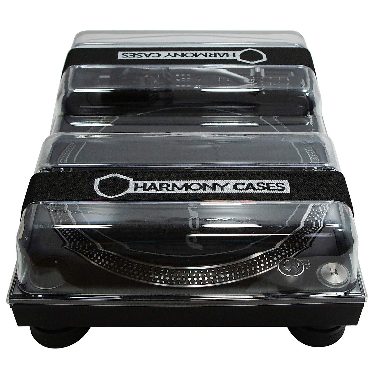 Harmony Audio Cases HC-DC3 Protective DJ Gear Saver Polycarbonate Hard Plastic Dust Cover Case Compatible with Technics SL-1200 Turntable Deck (Includes Stretch Bands)