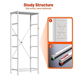 YILQQPER Dresser for Bedroom with 5 Drawers, Tall Storage Tower for Closet, Living Room, Nursery, White Dresser with Sturdy Steel Frame, Fabric Bins, Leather Finish, Wood Top (Glacier White)