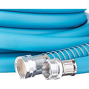 Aqua Joe AJPGH50-DWS 5/8 in 50 Ft. Hybrid Polymer Flex Kink Free Hose, Blue