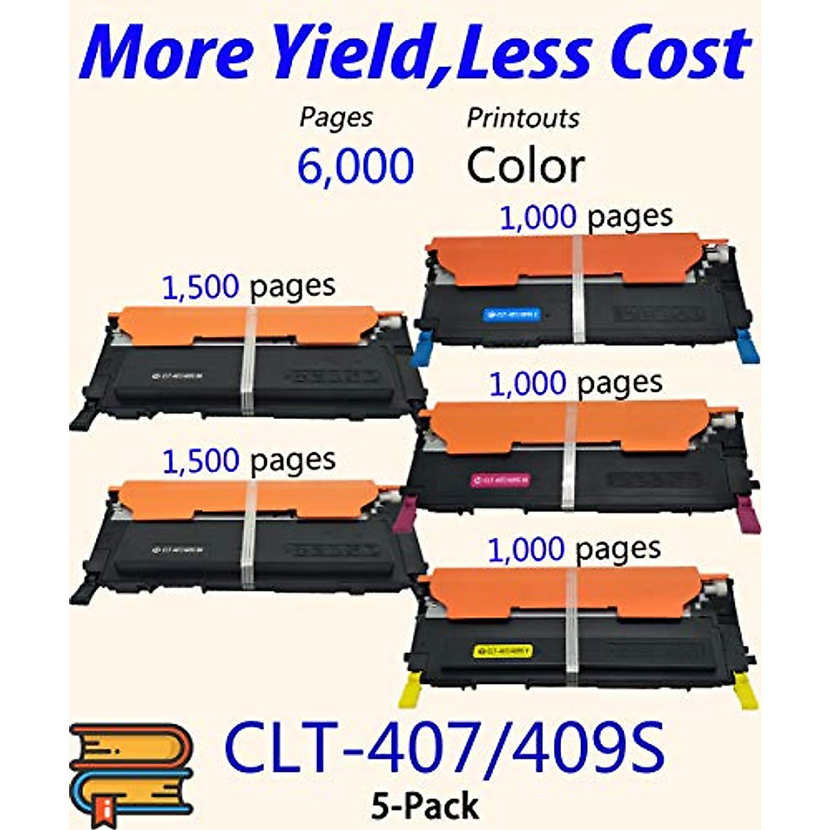 ColorPrint Compatible CLP315 Toner Cartridge Replacement for Samsung 409S CLT-409S CLT409S Work with CLP-315 CLP-310 CLP-310N CLP-315W CLX-3170 CLX 3175FN 3175FW 3175N Printer (5-Pack, 2BK,1C,1M,1Y)