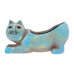 Yardwe Ceramic Succulents Pots Creative Cat Shaped Flower Plant Pot Glitter Animal Bonsai Plant Container Home Office Desk Gifts