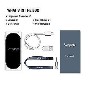 Langogo Genesis 2-in-1 AI Translator Device and Voice Recorder Transcriber, 100+ Languages Instant Two-Way Translation and Transcription Recorder, Built-in Data, 3.1inch Retina Display, White