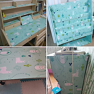 Yifasy Shelf Liner Alpaca Cactus Self-Adhesive Waterproof Drawer Paper Protect Furniture Wall Surface Decor Toy Storage Trunk 118x17.7 Inch