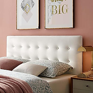Modway Emily Full Biscuit Tufted Performance Velvet Headboard, White