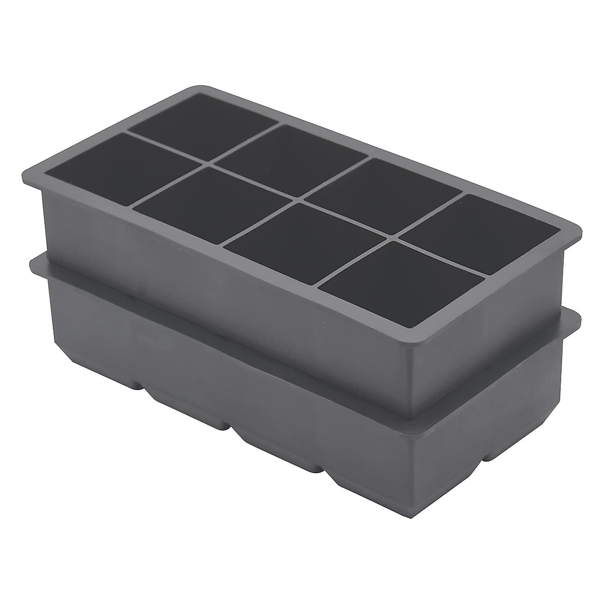 Bangp Large Ice Cube Trays 2 Pack,Big Ice Cube Molds with Removable Lids,Easy Release and Stackable Silicone Ice Cube Tray,Make 16 Big Square Ice Cubes for Whiskey,Cocktails
