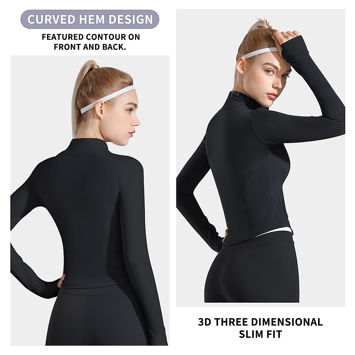 Women's Workout Jacket Full Zip Running Jacket, Lightweight Athletic Jacket with Thumb Holes