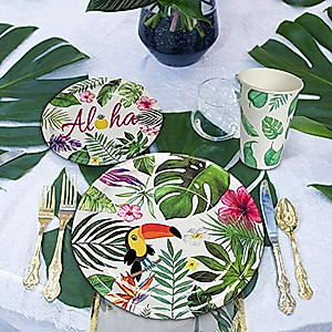 HIPEEWO Hawaiian Aloha Party Decorations - Luau Tropical Party Supplies, Including Plates, Napkins, Hawaiian Theme Cups for Tiki Summer Pool and Tropical Birthday Party Serves 16 Guests 64 PCS