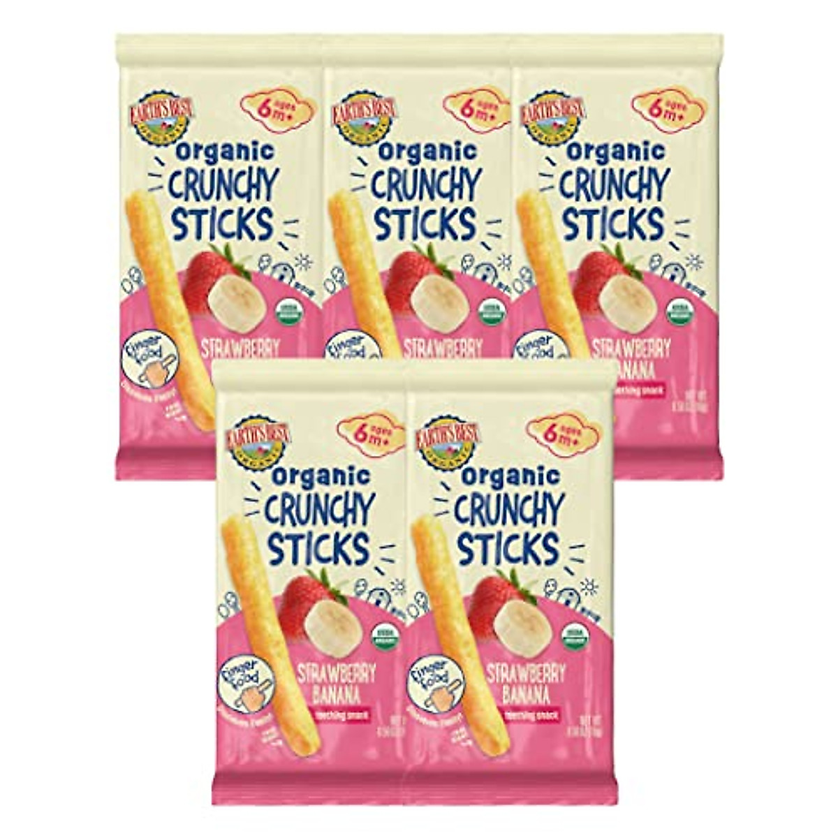 Earth's Best Organic Baby Food, Dissolvable Teething Food for Babies 6 Months and Older, Strawberry Banana Teething Snack, .56 oz Pack (Pack of 5)