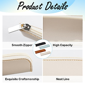 WATUNID 4 Pcs Small Pencil Pouch with 60 Packs Label Stickers, Cute Pencil Case Lovely Stationary, Portable Aesthetic Pencil Case with Zipper for Pens, Makeups, Coins, Markers(Black+Blue+White+Brown)