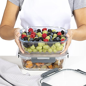 FOOD BOUTIQUE - 10 Cups Large Glass Food Storage Container with Lid set