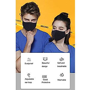5 Pack Ice Cotton (synthon) Fashion Protective Mask, Unisex Dust Ice Cotton Shield, Reusable Single Layer Ice Cotton Fabric Comfortable Mask, Washable and Breathable(Black)