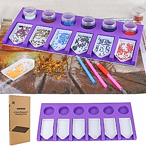 Diamond Painting Accessories Tray Organizer, Art Painting Beads Sorting Storage containers, Diamond Art Tools Kits for Glitter Rhinestones/5D Diamond Embroidery/DIY Crafts (6 Slots Trays)