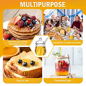SlZKADY Honey Jar with Dipper and Lid,Glass Honey Pot Container Dispenser,Clear Glass Honey Container for Home Kitchen,Store Honey and Syrup,Easy to Clean