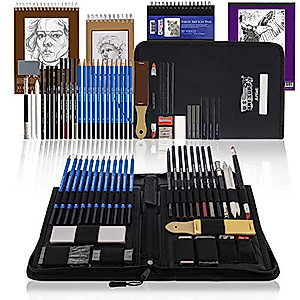 U.S. Art Supply 44-Piece Drawing & Sketching Art Set with 4 Sketch Pads (242 Paper Sheets) - Professional Artist Kit, Graphite, Charcoal, Pastel Pencils & Sticks, Erasers - Pop-Up Carry Case, Student