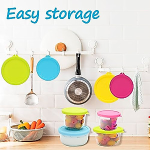 LUVCOSY 1 Cup 2 Cup Round Silicone Replacement Lids for Pyrex 7202-PC, 7200-PC Glass Bowls, 8 Pack, Microwave & Dishwasher & Freezer Safe (Container not Included)