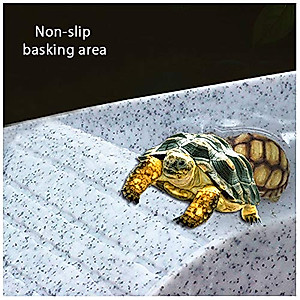 WINGOFFLY Large Reptile Feeding Dish with Ramp and Basking Platform Plastic Turtle Food and Water Bowl Also Fit for Bath Aquarium Habitat for Lizards Amphibians