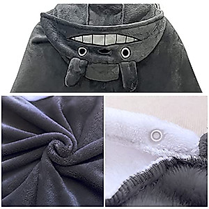 KINOMOTO Anime Hooded Cloak Flannel Cape Hoodies for Sleep Nap Blanket Grey