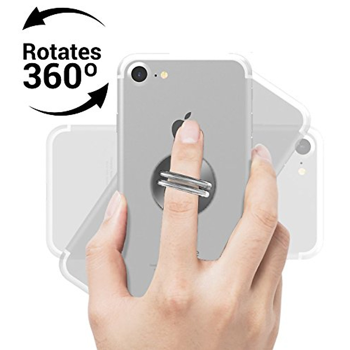 Aduro Phone Ring Holder [3-in-1] - Phone Ring, Phone Stand, Phone Car Vent Mount, Finger Grip Phone Holder for All iPhone, Samsung Galaxy (Black)