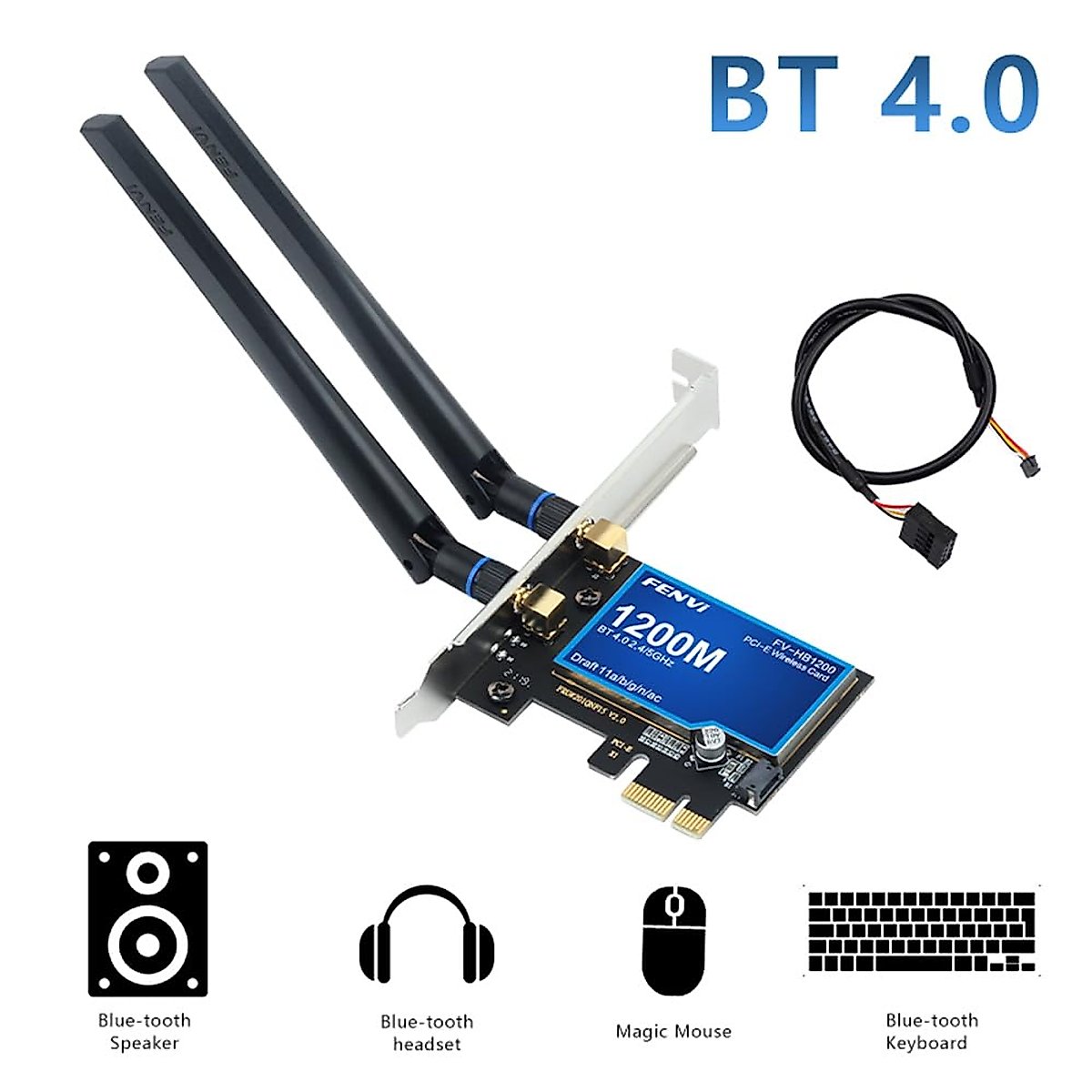 PCI-E WiFi Card BT4.0 for MacOS Windows 7/8/10/11 802.11a/g/n/ac PCI-E PCI Network Adapter mac-Compatible Wi-Fi AirDrop Handoff Instant Hotspot macOS MIMO Mac OS X natively Supported BCM4360 AC1200