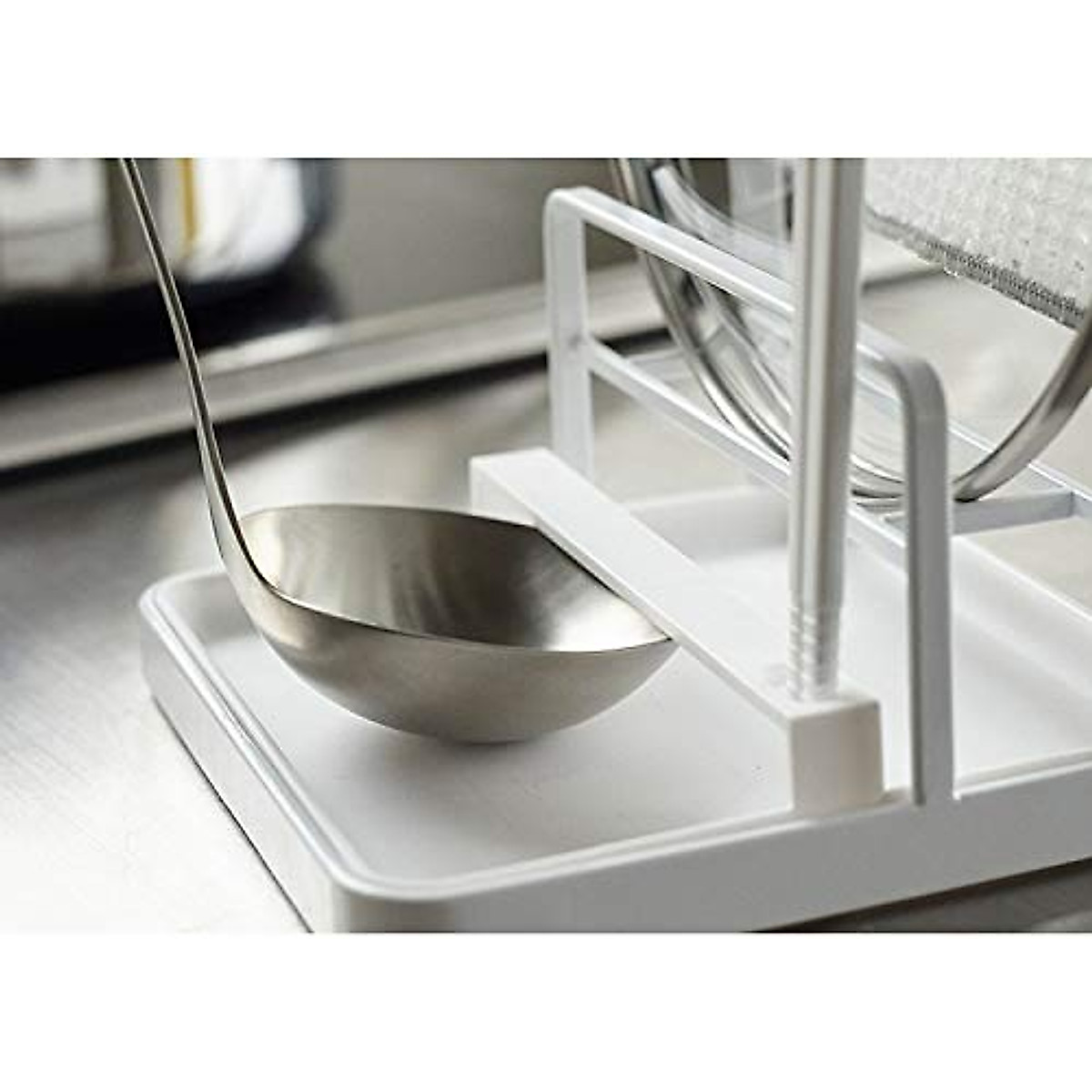 YAMAZAKI home 4772 Cooking Tool and Lid Station-Kitchen Utensil Organizer Stand, One Size, White