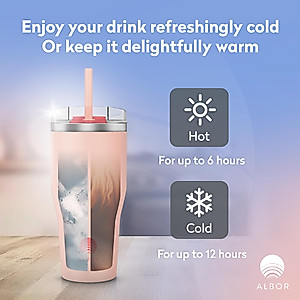 ALBOR 20 oz Travel Coffee Mug With 2 in 1 Lid and Straw, Insulated Stainless Steel Leak Proof Coffee Tumbler Thermos, Spill Proof Thermal Cup (Mint)