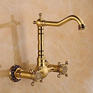 TECKI Kitchen Taps Faucet Bathtub Shower Faucet W/Brass Spray Wall Mount Hot and Cold Water Mixer Tap Bathroom Faucets Dual Handle 360 ​​Swivel