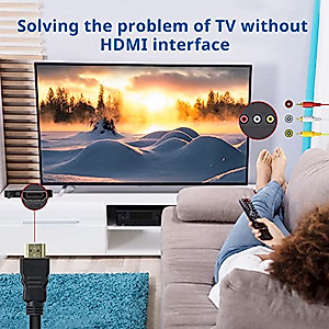 Marmoin HDMI to RCA Cable, 1080P 5ft HDMI Male to 3-RCA Video Audio AV Cable Connector Adapter One-Way Transmitter for TV HDTV DVD