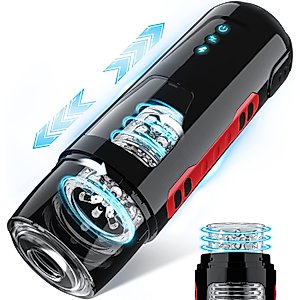 Automatic Male Masturbator Sex Toys for Men with 7 Thrusting & Roating Modes Male Sex Toys 3D Realistic Textured Sleeve Male Masterburbater Men's Vibrating Sex Machine Adult Sex Toys & Games Black