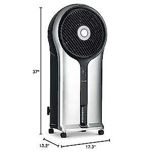 Newair Evaporative Cooler 470 CFM250 sq. ft. Freestanding Home Air Cooler 3 Fan Speeds 1.45 Gallon Water Tank, Silver Easy Glide Wheels Remote Control Included