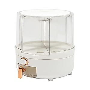 Eapmic 360° Rotatable Cereal Dispenser, One-Click Rice Output, Visible Round Multigrain Tank Cup Dry Rice Container Food Dispenser Sealed Grains Cans Grain Storage Tank for Storage Small Beans