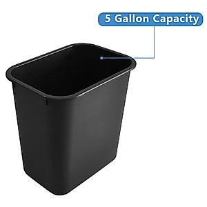 zooyeea Office Trash Can, 5 Gallon Small Trash can, Slim Modern Bin, Black Trash Can, for Office/Bedroom/Kitchen/Bathroom