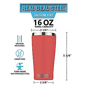 Real Deal Steel Pint Glasses - Stainless Steel Beer Tumblers - Set of 4 Insulated Cups for Outdoors