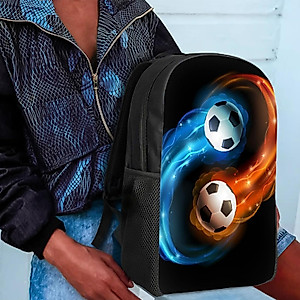 Mumeson Teenagers Backpack Bookbag Soccer Print Daypack for Sport Outdoor Travel Double Zipper Closure Schoolbags Back to School 17 inch Backpacking