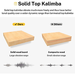 Kalimba 17 Keys Thumb Paino Made By Solid Mahogany with Study Instruction and Tune Hammer, Portable Mbira Sanza African Wood Finger Piano black