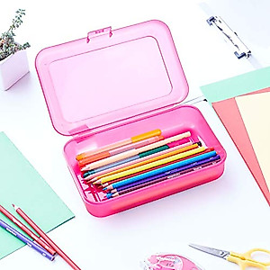 Amazon Basics Pencil Box, Pack of 4, Multi, Solid