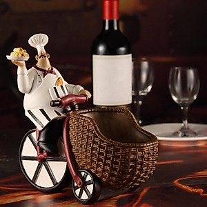 rockible Resin Crafts Wine Rack Chef Figurines Stylish Wine Bottle Holder Wine Storage Rack Liquor Holder for Kitchen Tabletop Home Dining Room Decor
