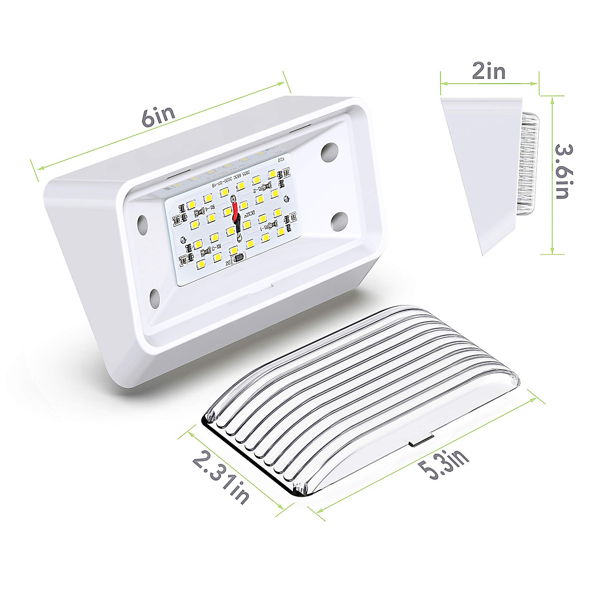 Leisure LED RV Exterior Porch Utility Light - 12v 280 Lumen Lighting Fixture. Replacement Lighting for RVs, Trailers, Campers, 5th Wheels. White Base, Clear and Amber Lens Included (White, 1-Pack)
