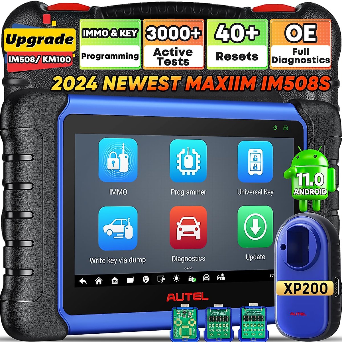 Autel MaxiIM IM508S w/ XP200 Programmer: 2024 Up of IM508 KM100 Key Fob Programming Tool, OS11 4+64G, 2.4&5G, Bidirectional Control 3000+ Test 40+ Reset OE Full Diagnose as MX900 MK900BT FCA AutoAuth